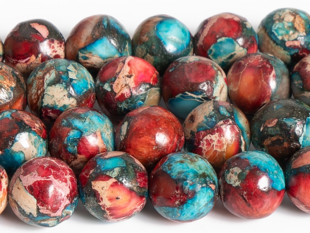 Red Blue Sea Sediment Imperial Jasper Beads Grade AAA Gemstone Round ...
