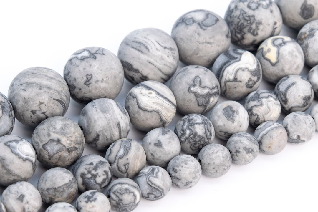 Matte Gray Crazy Lace Jasper Beads Grade AAA Genuine Natural Gemstone ...