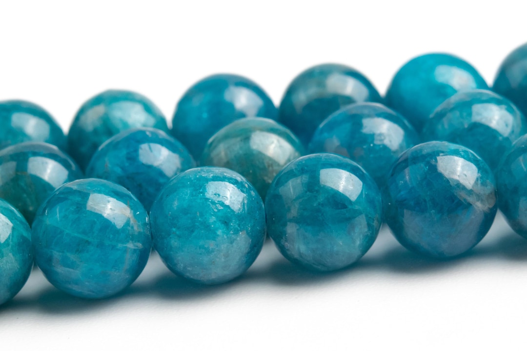 Blue Apatite Beads Genuine Natural Grade AA Gemstone Round Loose Beads ...