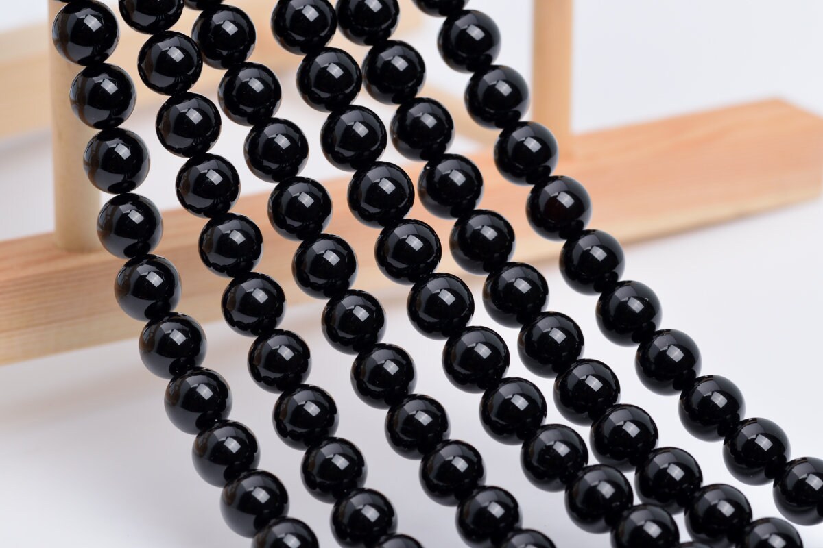 Black Agate Beads Grade AAA Genuine Natural Gemstone Round - Etsy