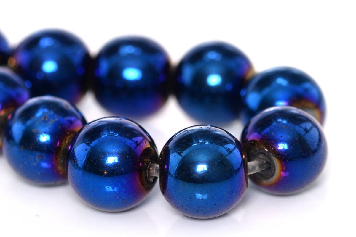 Blue Hematite Beads Grade AAA Natural Gemstone Round Loose Beads 4MM ...