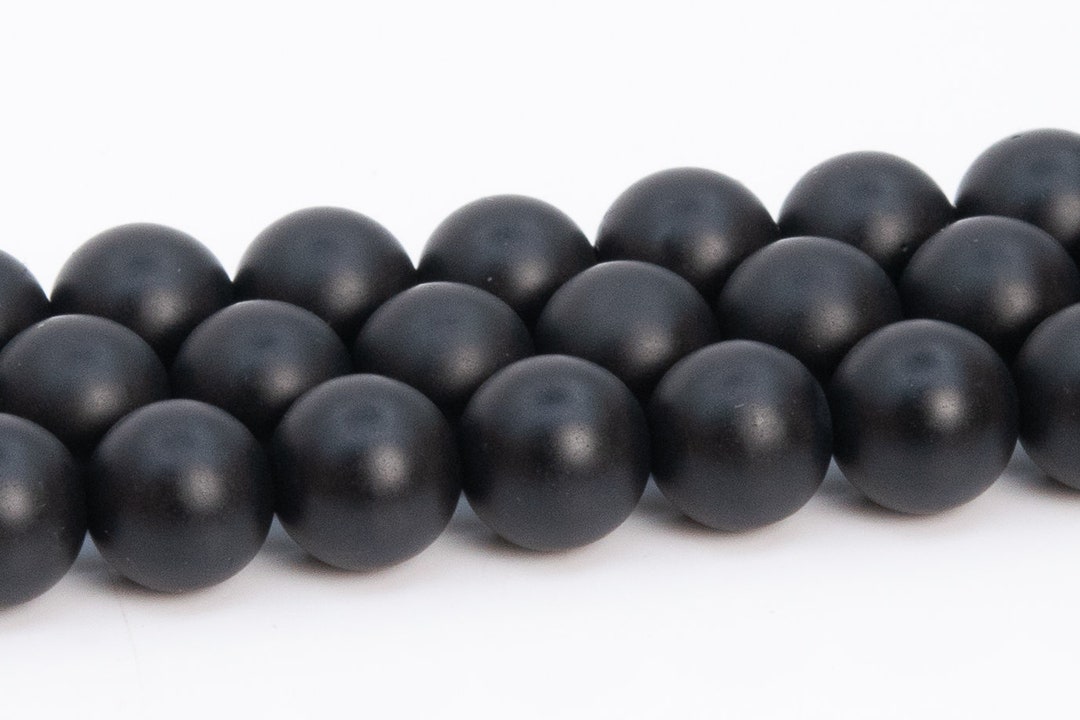 Matte Black Onyx Beads Genuine Natural Grade AAA Gemstone Round Loose ...