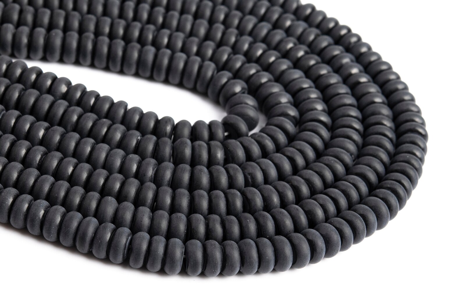 Matte Black Agate Beads Grade AAA Genuine Natural Gemstone Rondelle ...