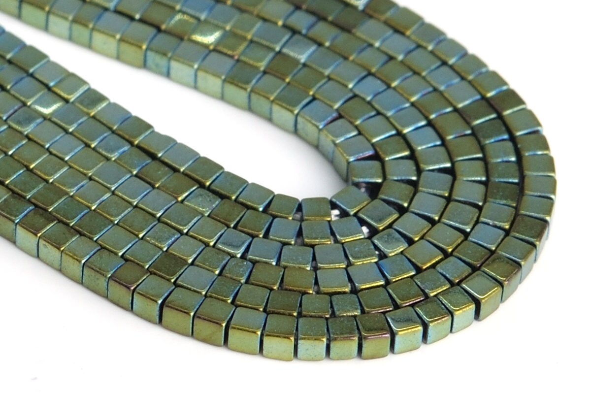 1MM Green Hematite Beads Cube Grade AAA Natural Gemstone Full Strand ...