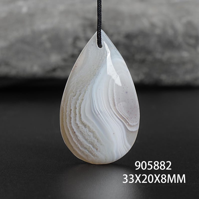 Multicolor Banded Agate Teardrop Pendant - Grade AA Natural One of a ...