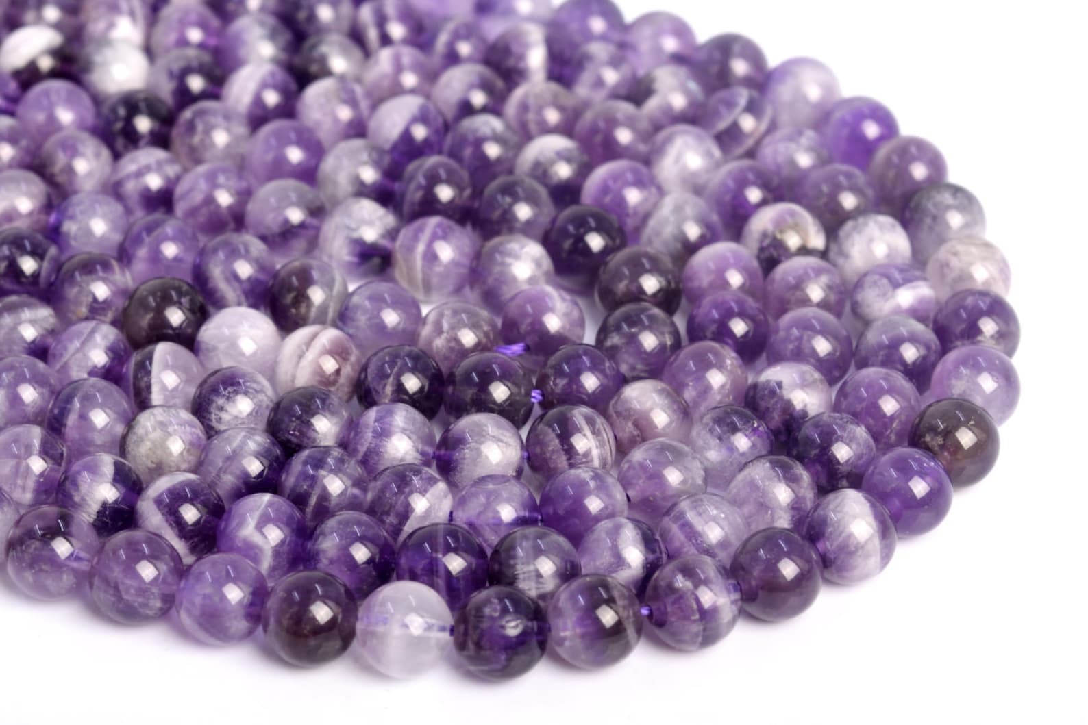 Dog Teeth Amethyst Beads Grade AA Genuine Natural Gemstone Round Loose ...