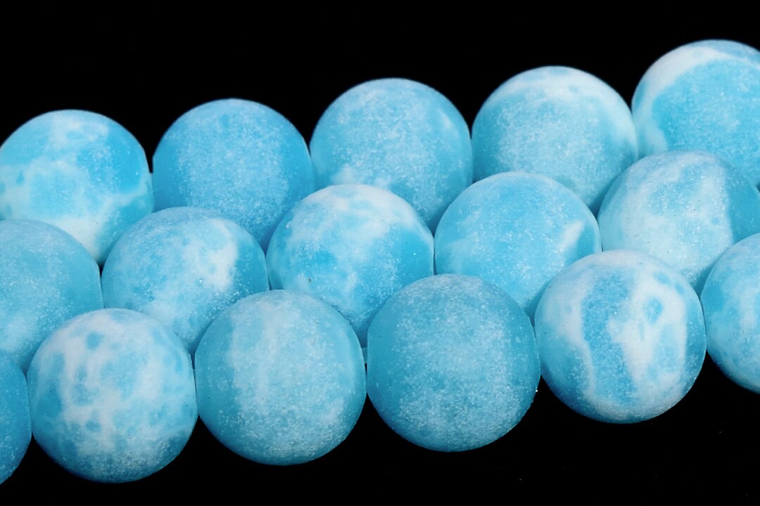 Matte Blue Sky Larimar Quartz Beads Grade A Synthetic Gemstone Round ...