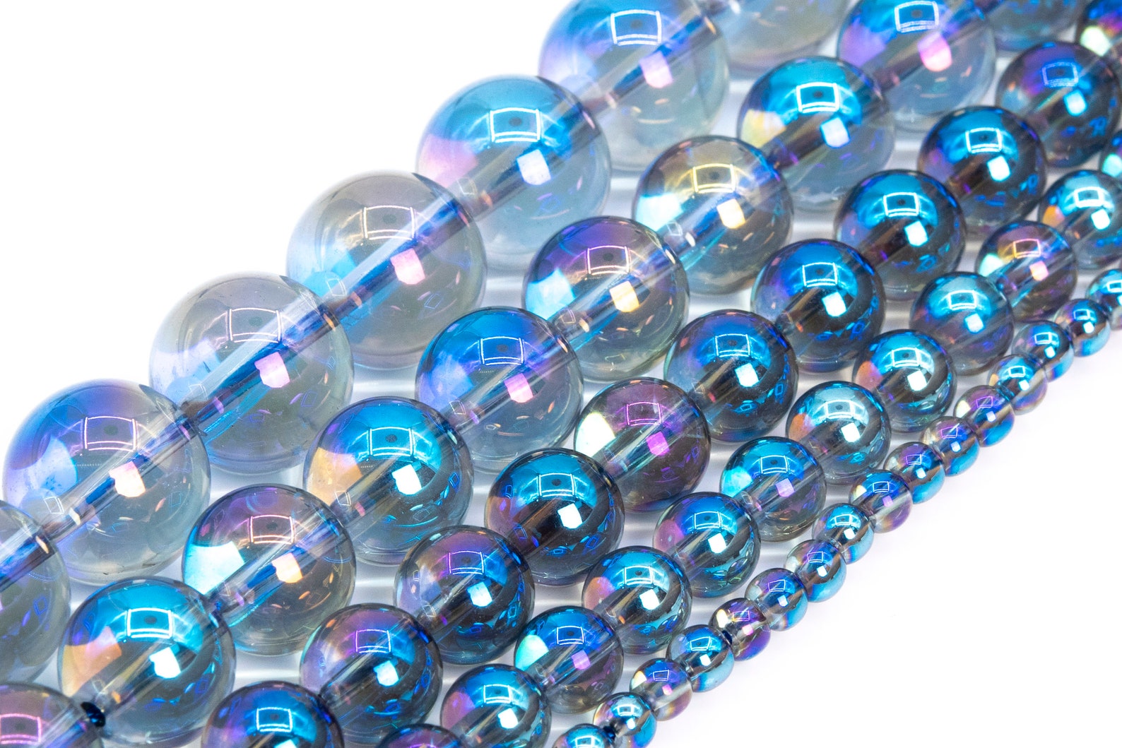 Blue Rainbow Crystal Quartz Beads Natural Grade AAA Gemstone Round ...