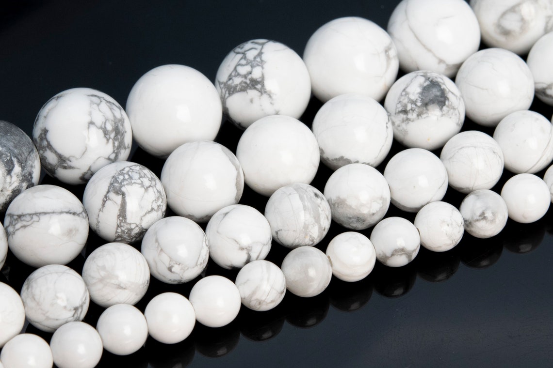 White Howlite Beads Grade AAA Genuine Natural Gemstone Round - Etsy
