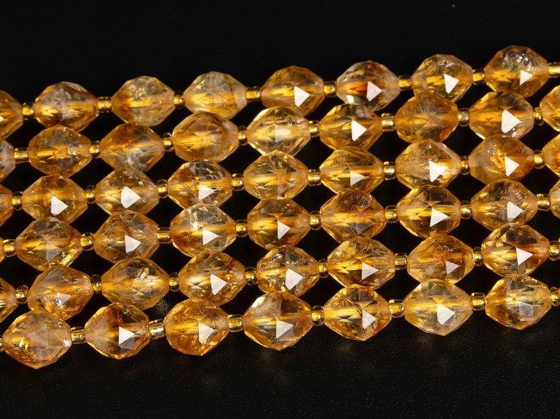 8MM Yellow Citrine Beads Grade AA Genuine Natural Gemstone Drum Barrel ...