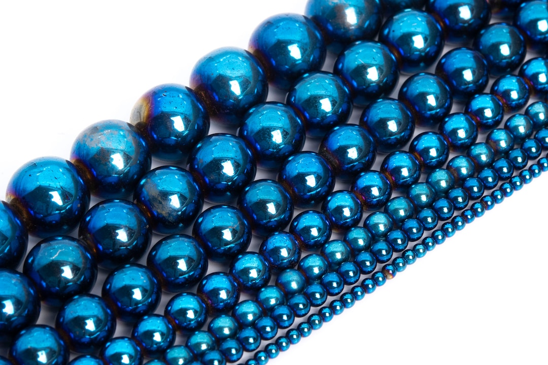 Blue Hematite Beads Grade AAA Natural Gemstone Round Loose Beads 4MM ...