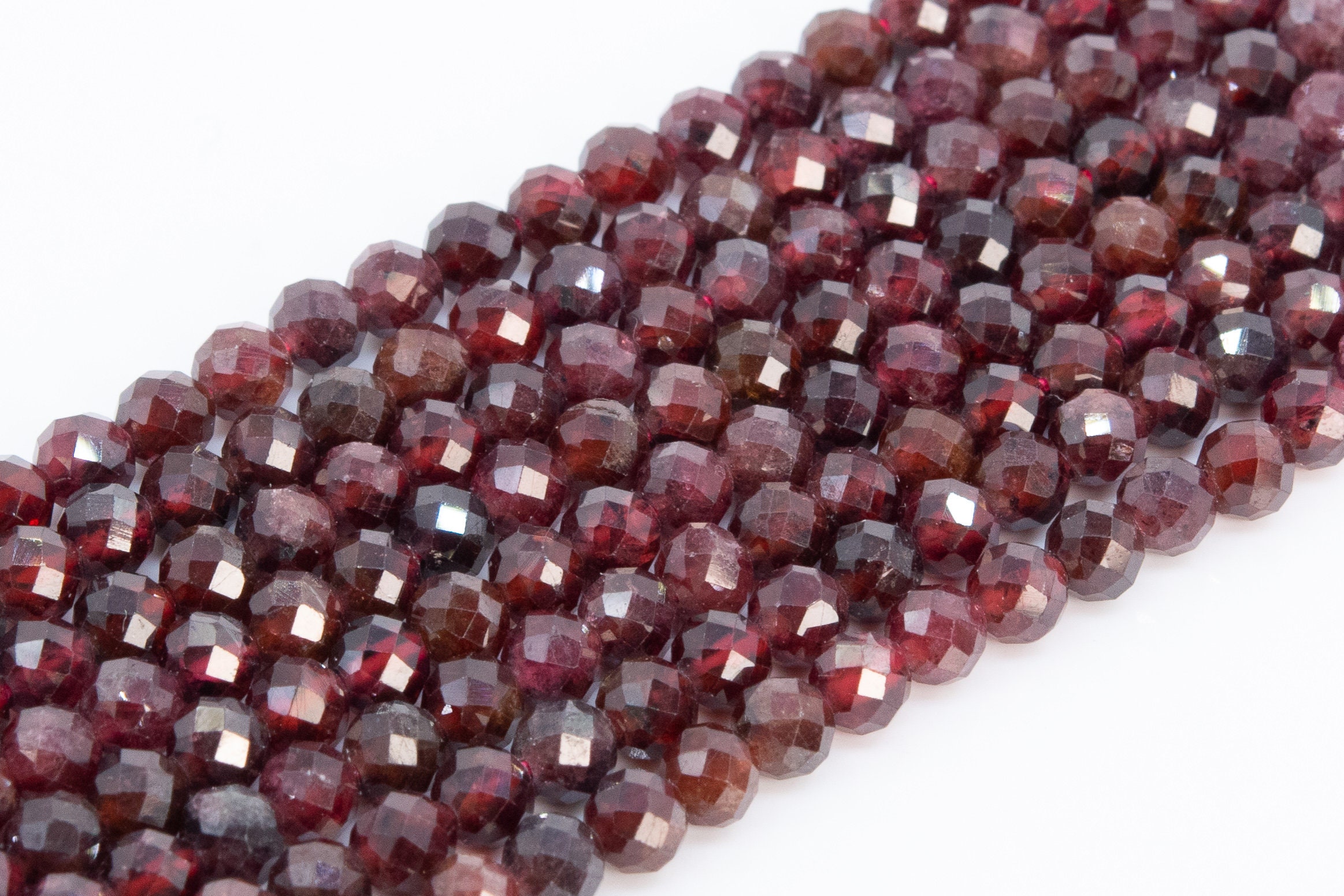 Wine Red Garnet Beads Grade A+ Genuine Natural Gemstone Faceted Round ...