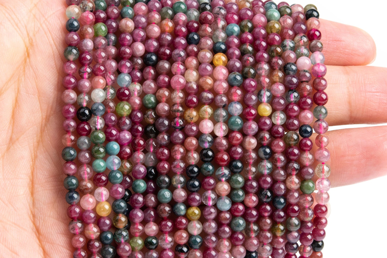 4MM Multicolor Brazil Tourmaline Beads Grade AAA Genuine Natural ...