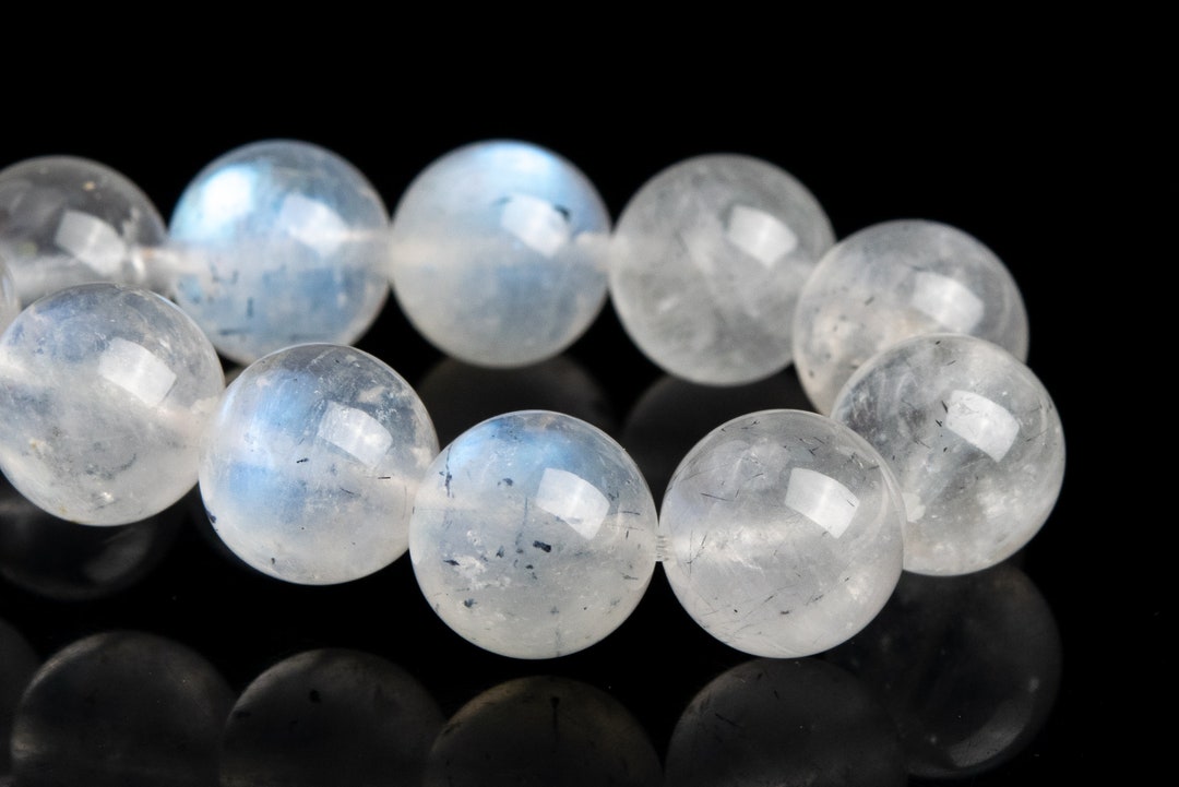 9MM Transparent Rainbow Moonstone Tourmaline Inclusions Beads Bracelet ...