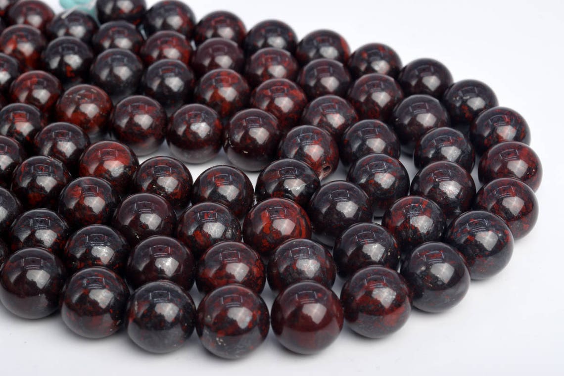 15-16MM Dark Red Brecciated Jasper Beads AAA Genuine Natural Gemstone ...