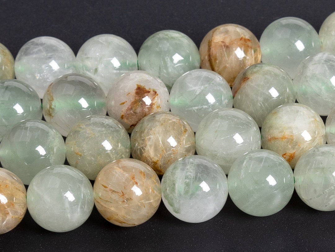 Green Rutilated Quartz Beads Genuine Natural Grade AAA Gemstone Round ...