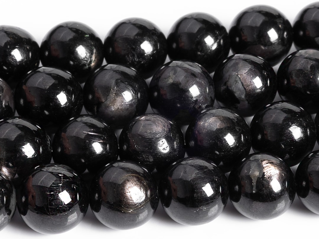 Black Aura Hypersthene Beads Genuine Natural Grade AAA Gemstone Round ...