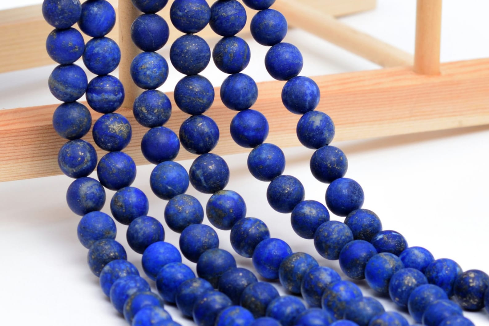 Matte Deep Blue Lapis Lazuli Beads Grade A Gemstone Round Loose Beads ...