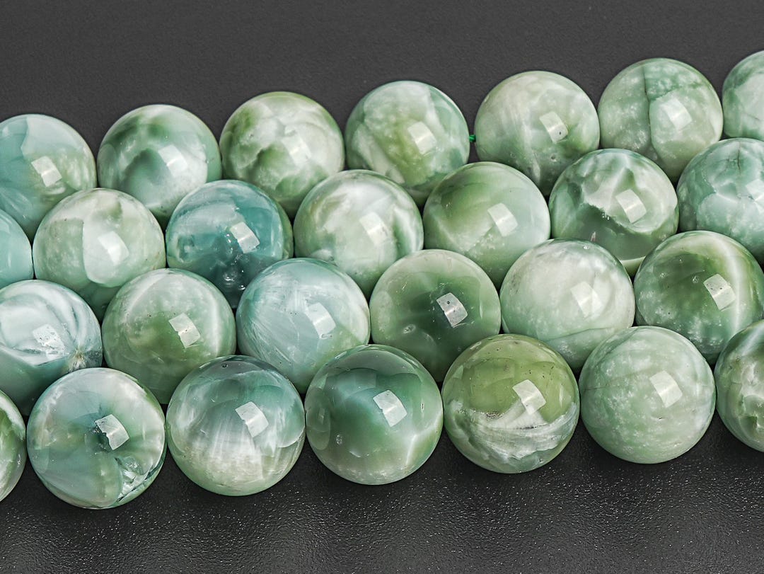 White Green Moonstone Beads Genuine Natural Grade AA Gemstone Round ...