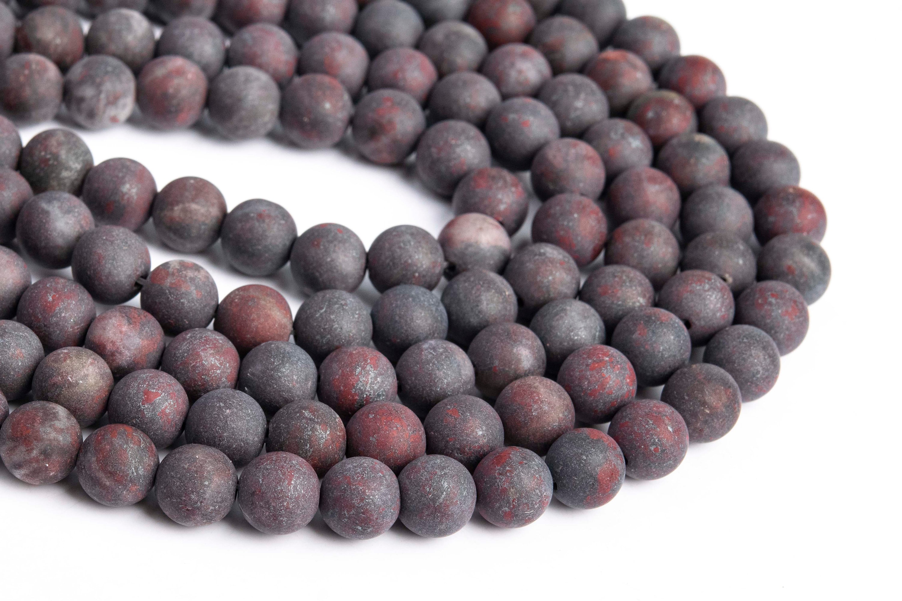 Matte Dark Red Brecciated Jasper Beads Grade AAA Genuine Natural ...