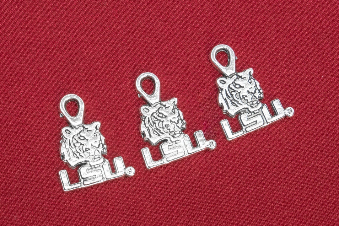 18x14mm LSU Tiger Charm Silver Tone Zinc Alloy Charm 10 Pcs Bulk Lot ...