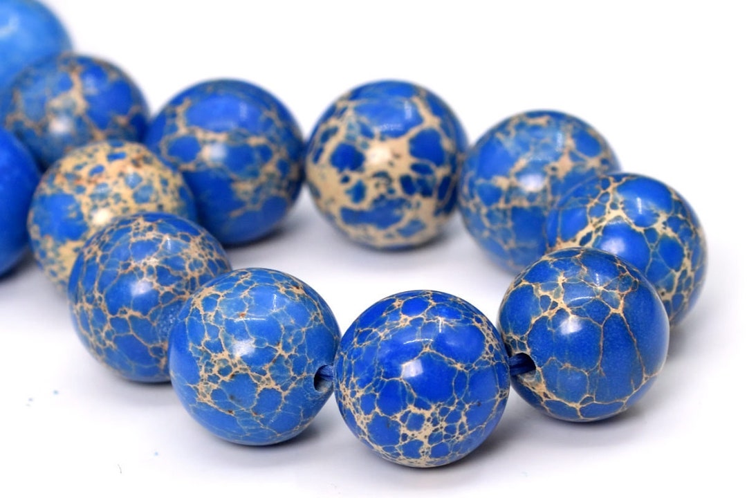 12MM Ocean Blue Imperial Jasper Beads Grade AAA Natural Gemstone Half ...