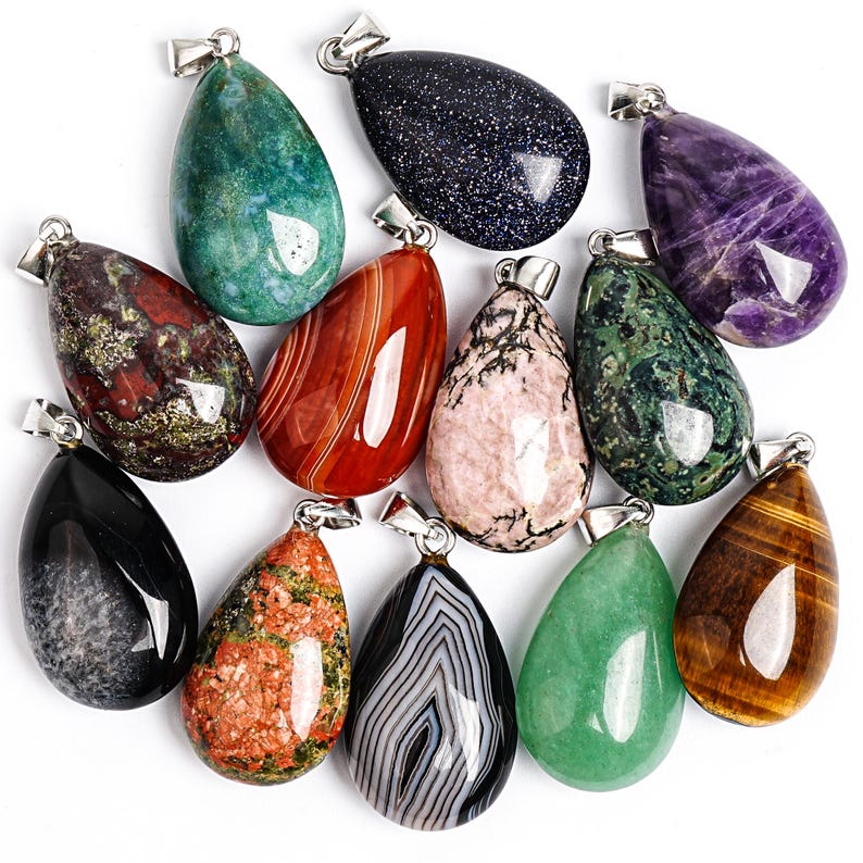 Grade AA Genuine Natural Teardrop Gemstone Pendant, 32X20X10MM ...
