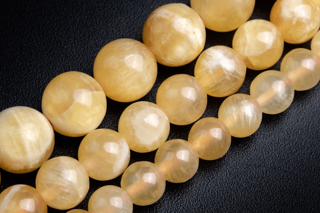 Honey Yellow Calcite Beads Genuine Natural Grade AA Gemstone Round ...