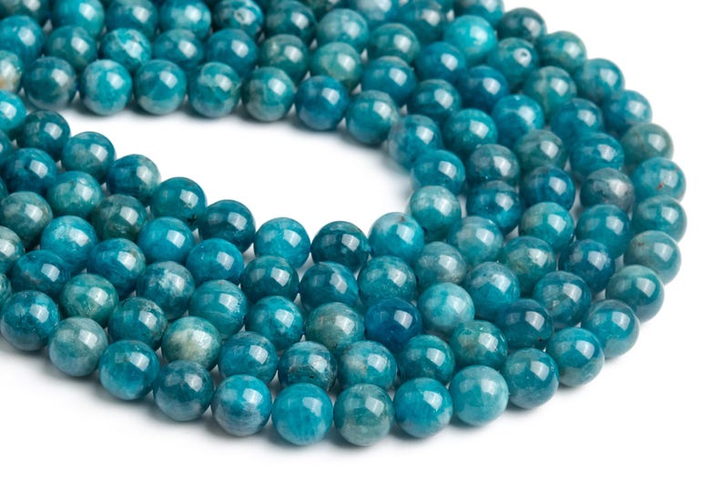 Blue Apatite Beads Genuine Natural Grade A+ Gemstone Round Loose Beads ...
