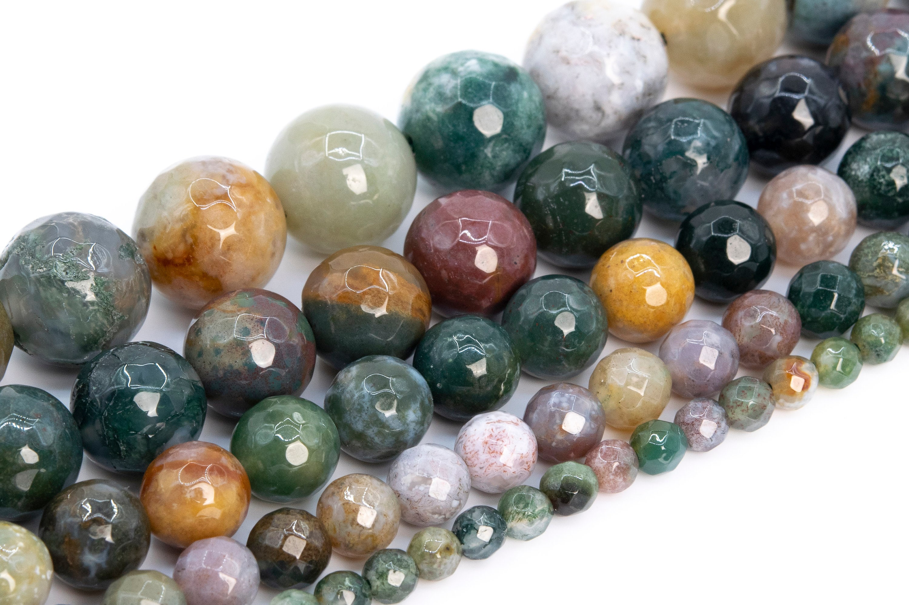 Indian Agate Beads Grade AAA Genuine Natural Gemstone Micro Faceted ...