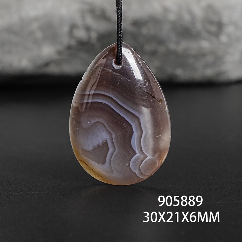 Multicolor Banded Agate Teardrop Pendant - Grade AA Natural One of a ...