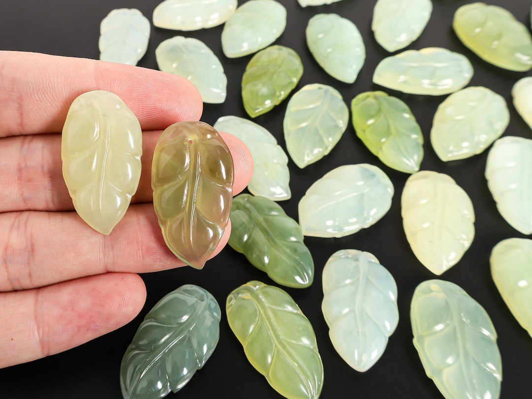 Carved Leaf Serpentine Jade Pendant Grade AA Natural One of a Kind ...