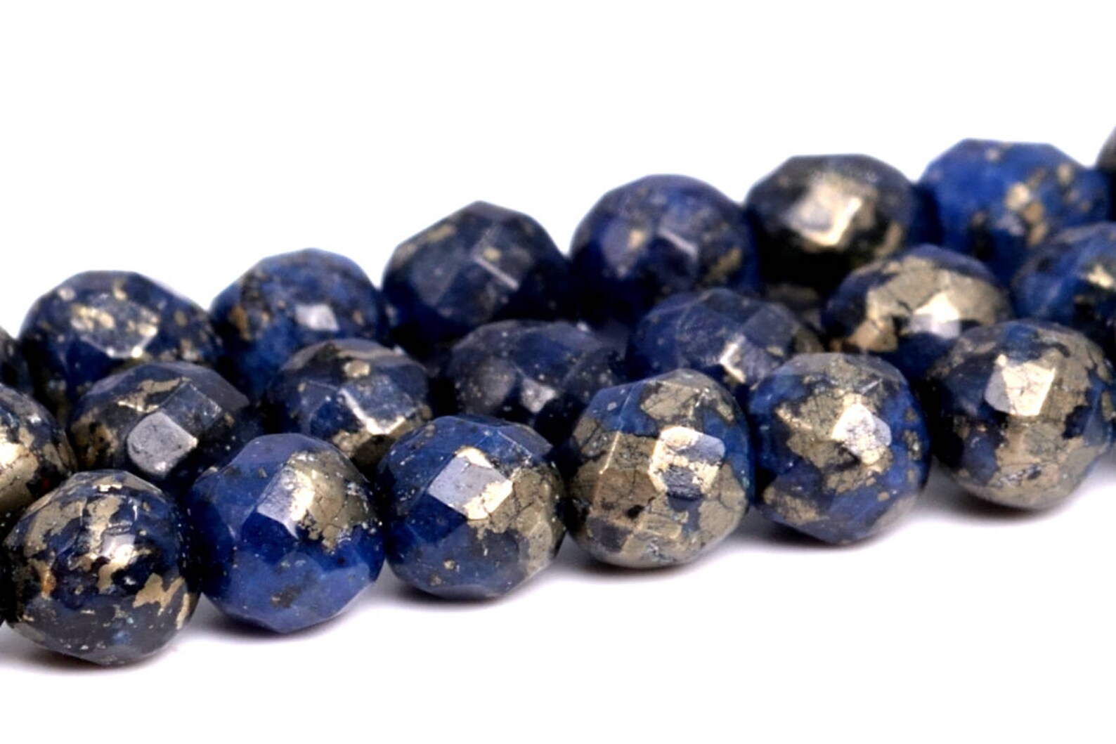 4MM Dark Blue Pyrite Beads Grade AAA Natural Gemstone Faceted - Etsy ...