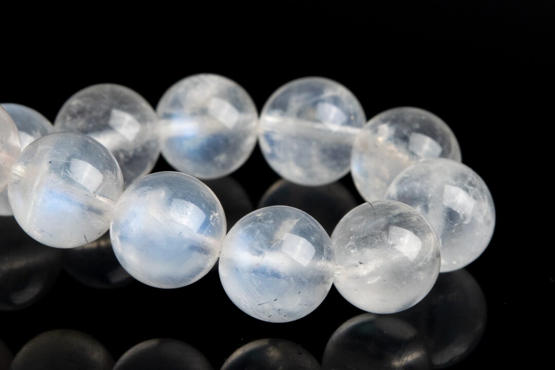 9-10MM Transparent Rainbow Moonstone Tourmaline Inclusions Beads ...
