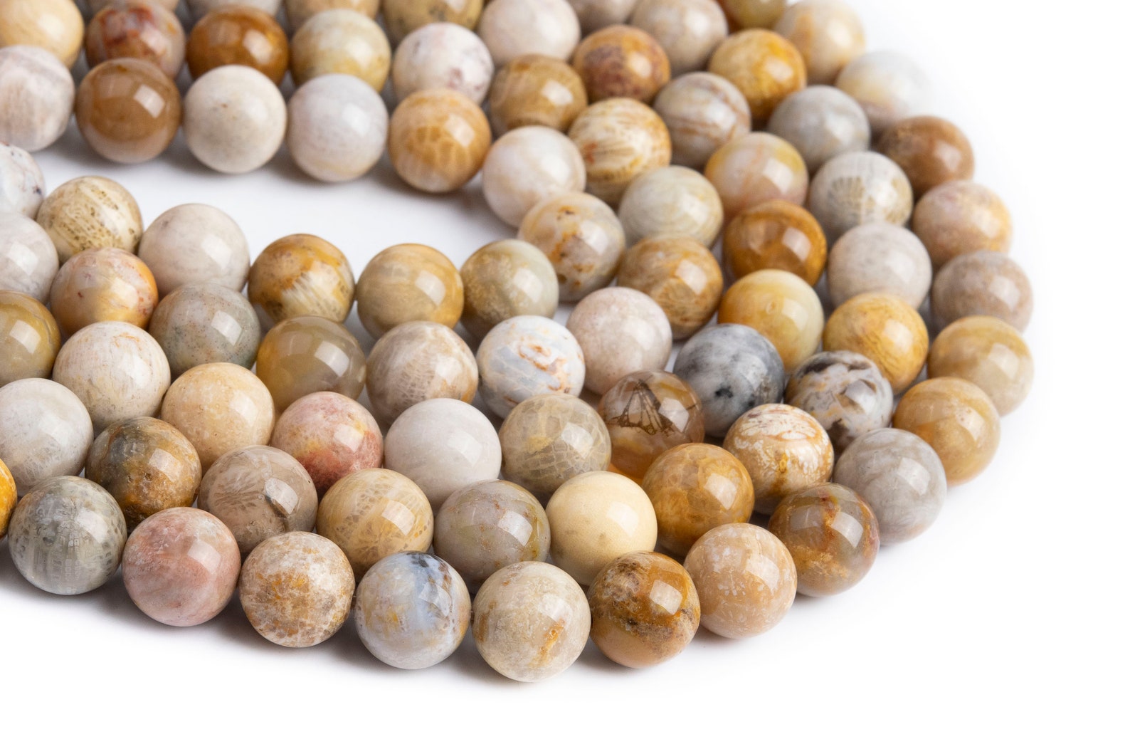 10MM Coral Fossil Jasper Beads Grade AAA Genuine Natural Gemstone Full ...