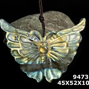 Genuine Natural Rainbow Flash Gray Labradorite Butterfly Pendant Grade ...