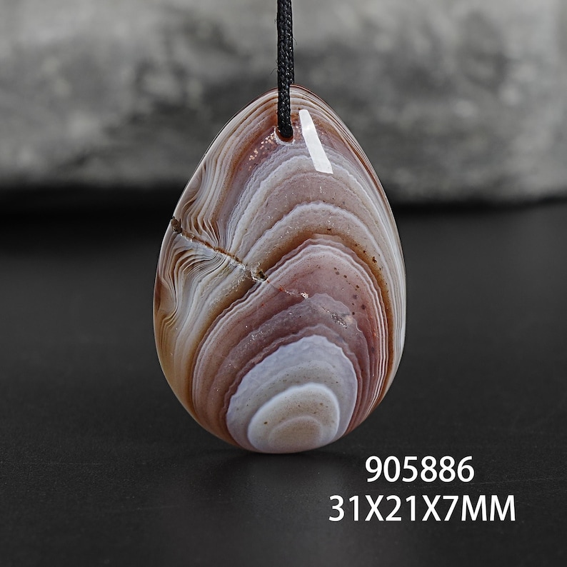 Multicolor Banded Agate Teardrop Pendant - Grade AA Natural One of a ...