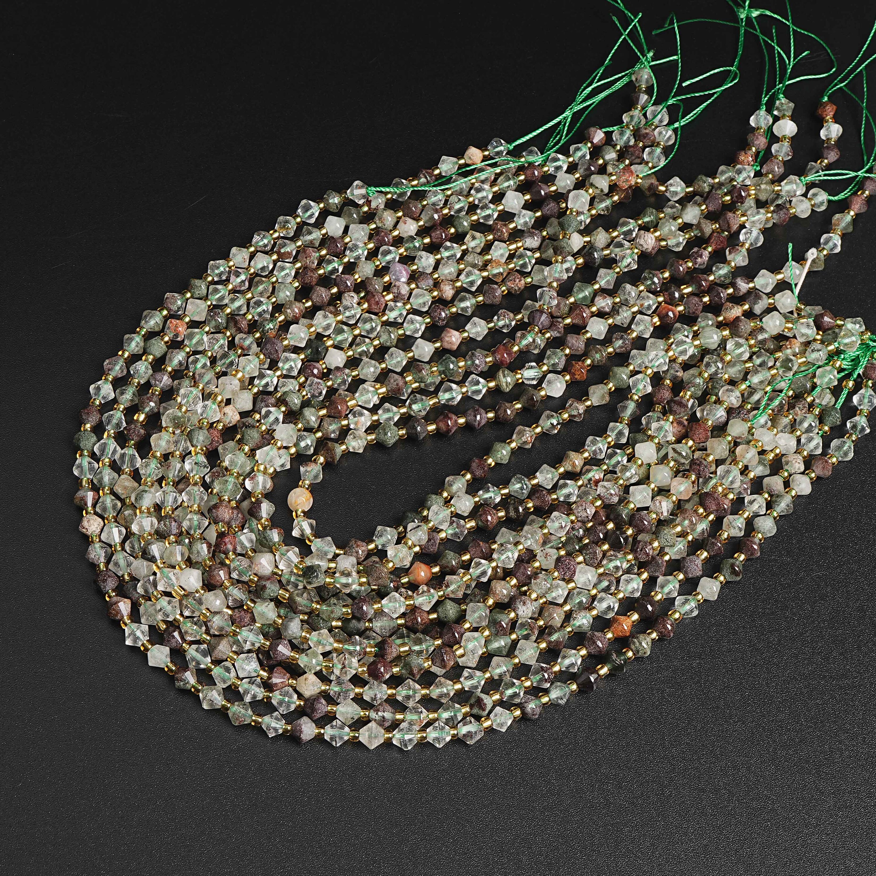 6MM Multicolor Phantom Quartz Beads Grade AA Genuine Natural Gemstone ...