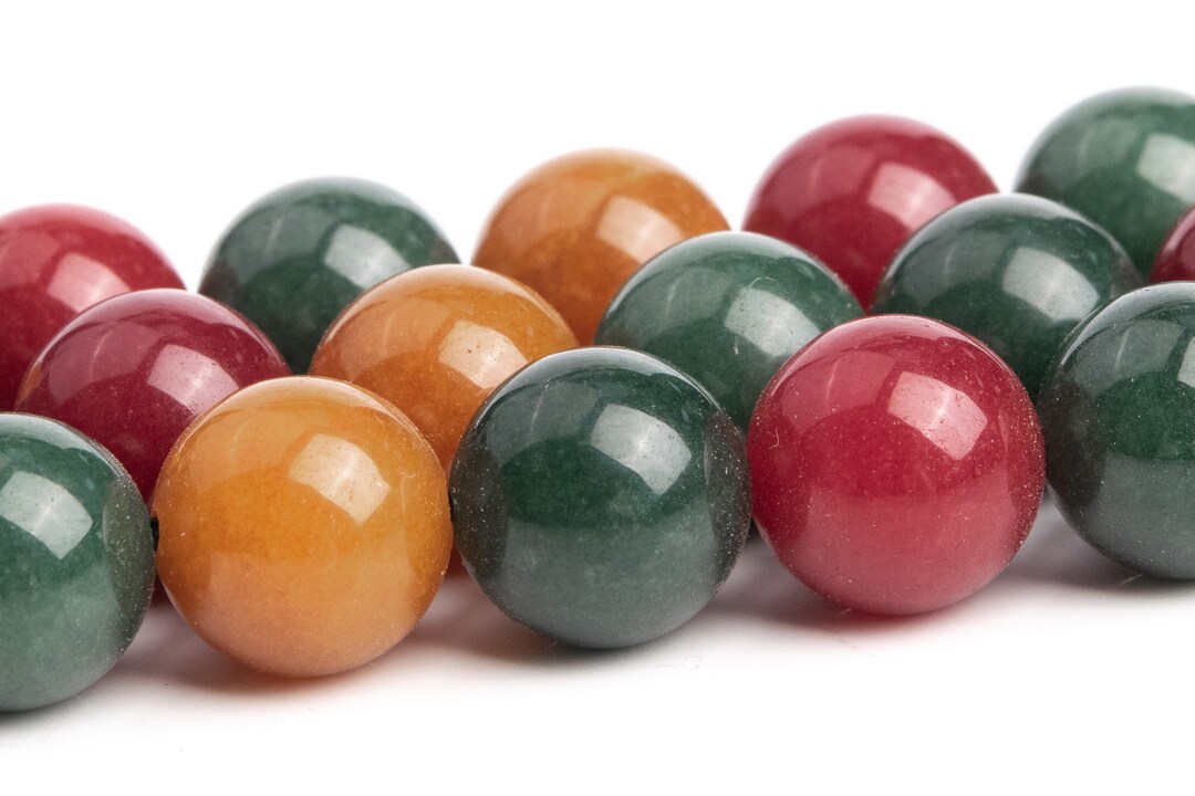Yellow Red Green Jade Beads Grade AAA Gemstone Round Loose Beads 8MM ...