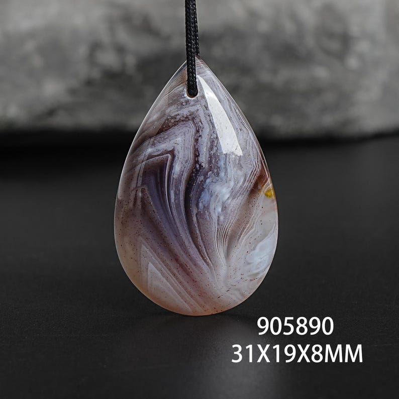 Multicolor Banded Agate Teardrop Pendant - Grade AA Natural One of a ...