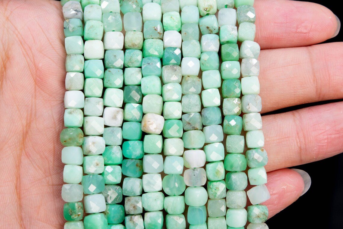 6MM Chrysoprase / Australian Jade Beads Faceted Cube Grade AA - Etsy