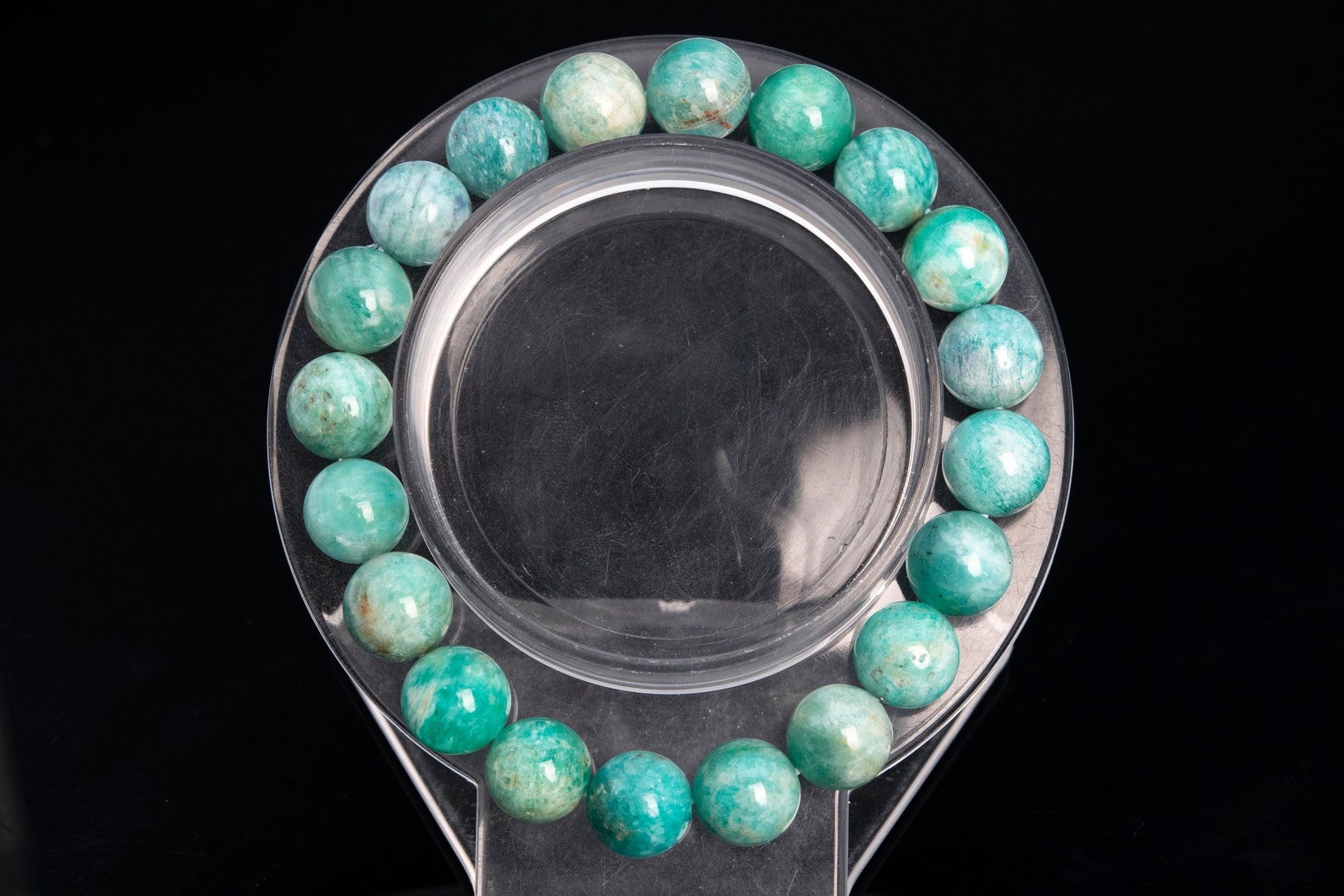 ONLY ONE 9MM Genuine Natural Peruvian Amazonite Beads Bracelet Grade AB ...