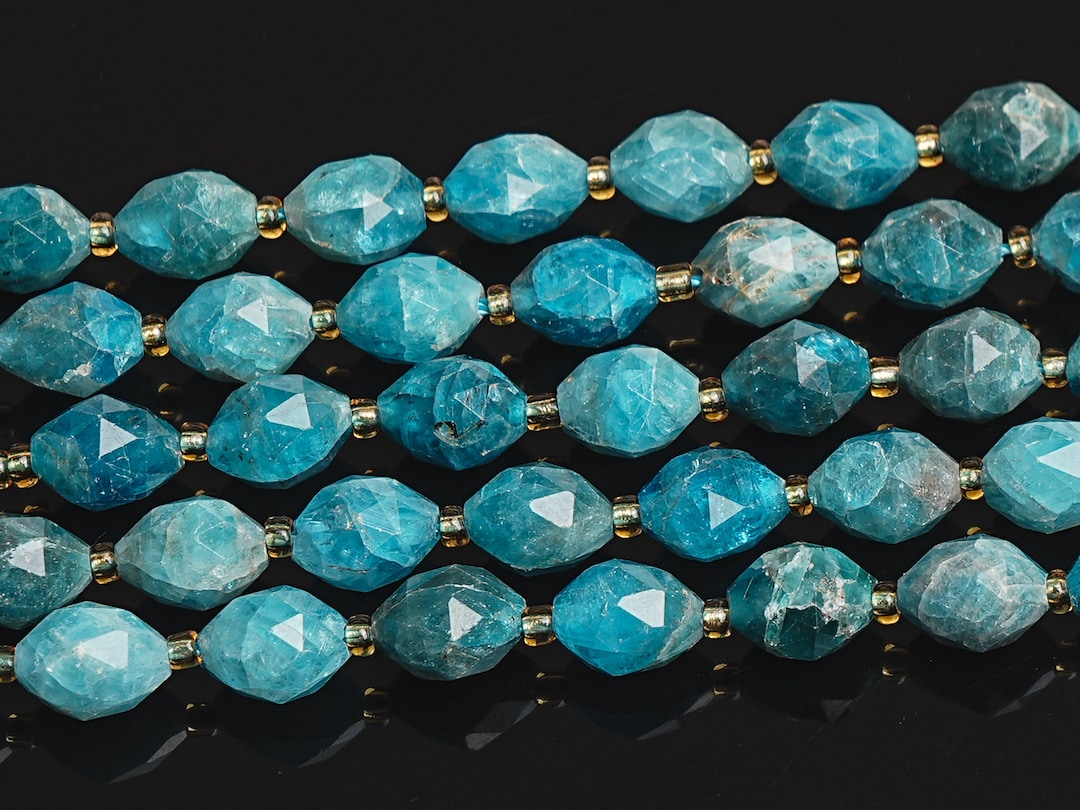 8MM Blue Apatite Beads Grade AA Genuine Natural Gemstone Drum Barrel ...