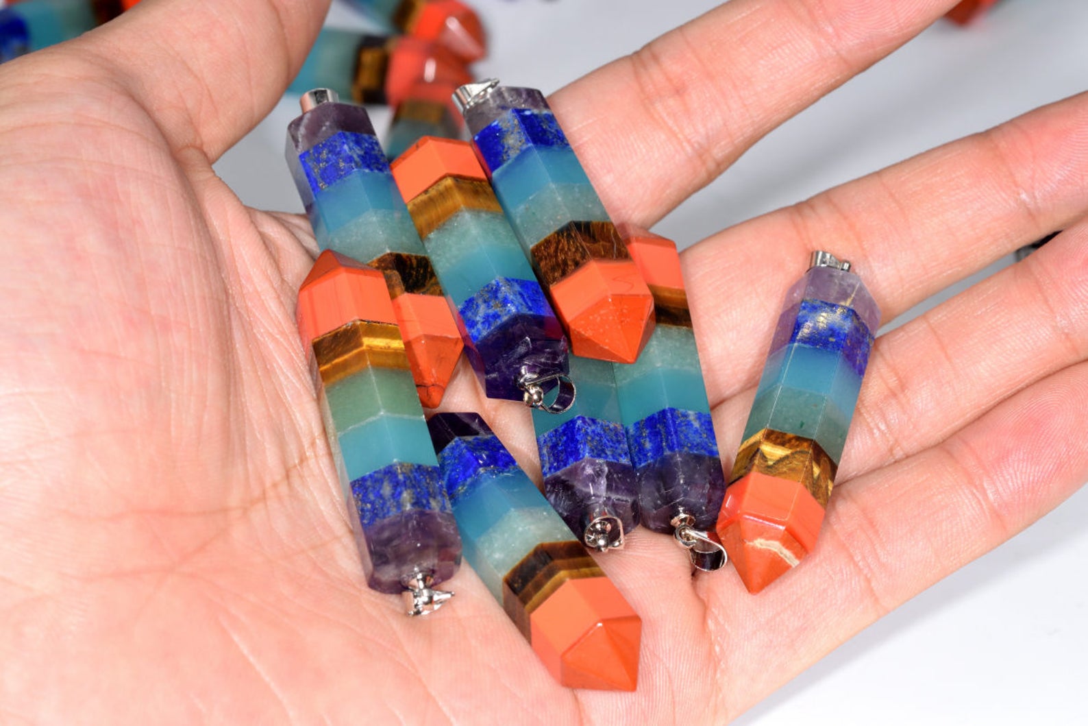 45x10mm Amethyst Lapis Lazuli Amazonite Aventurine Tiger Eye Jasper ...