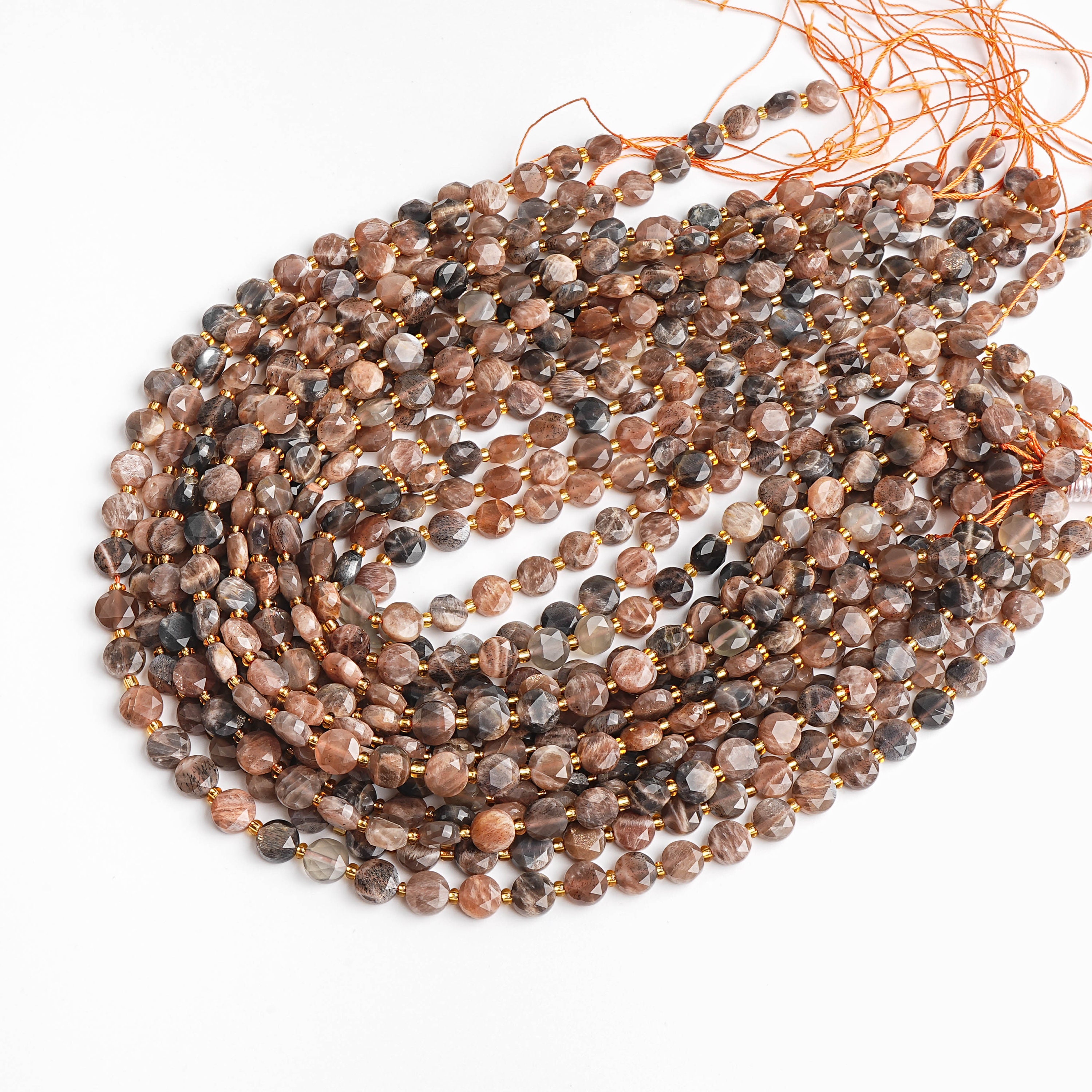 8MM Brown Moonstone Beads Grade AA Genuine Natural Gemstone Faceted ...
