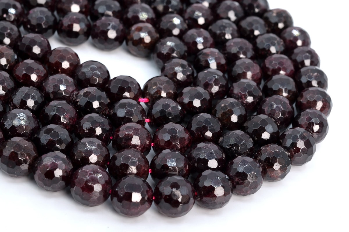 Wine Red Garnet Beads Grade A+ Genuine Natural Gemstone Micro Faceted ...