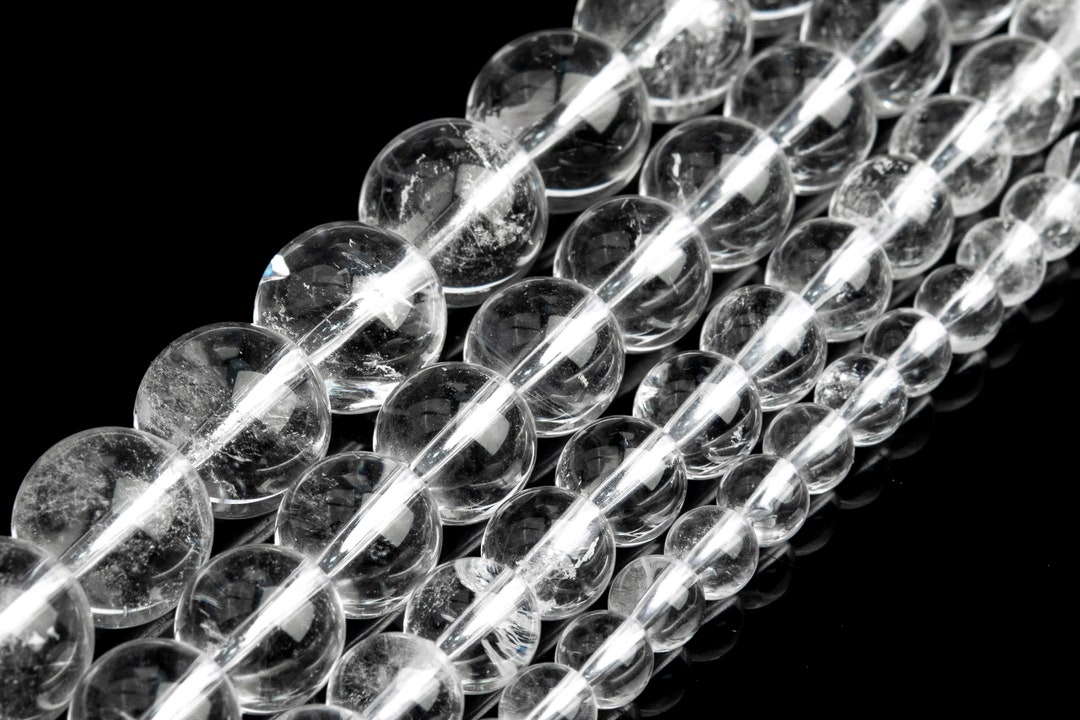 Crystal Clear Quartz Beads Genuine Natural Grade AA Gemstone Round ...