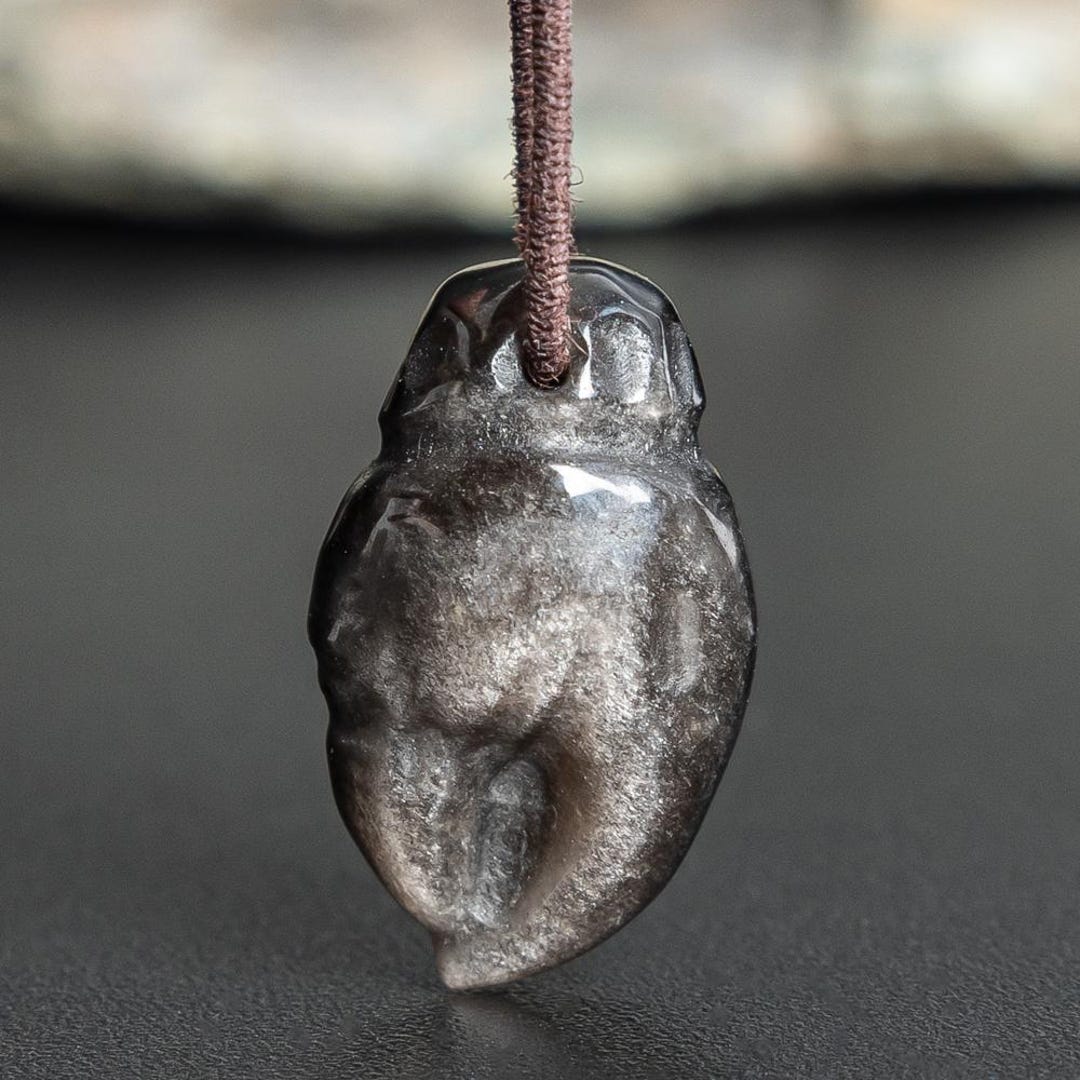 Genuine Natural Silver Obsidian Crab Claw Pendant Grade AA Gemstone ...