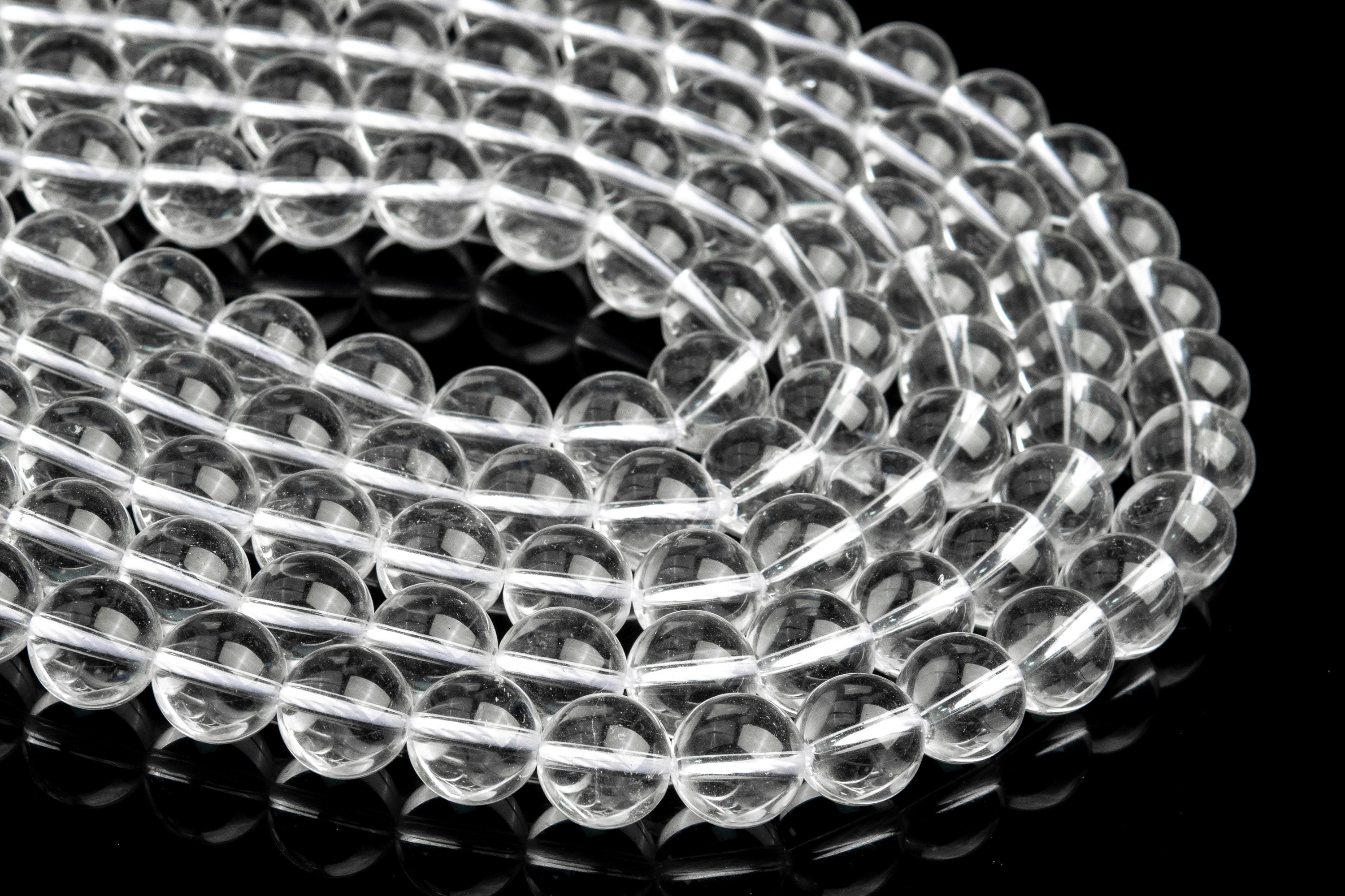 Crystal Clear Quartz Beads Genuine Natural Grade AA Gemstone Round ...