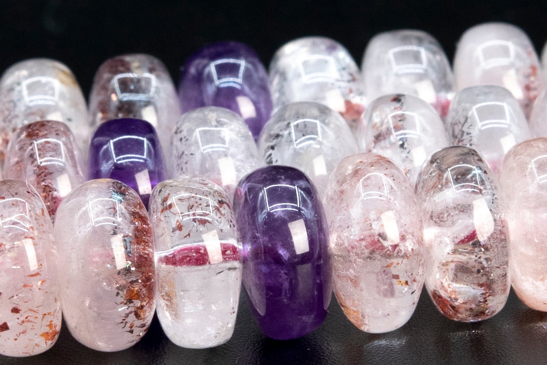 10x5mm Super Seven Beads Grade AA+ Genuine Natural Gemstone Half Strand ...